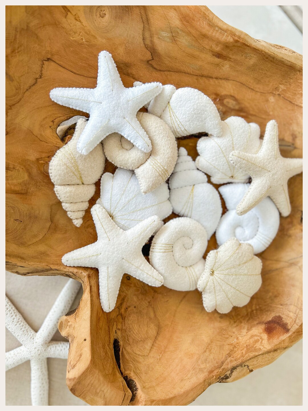 Handmade Beach Decor. Felt Seashell Ornaments. Neutral Sea Shore Charms ...