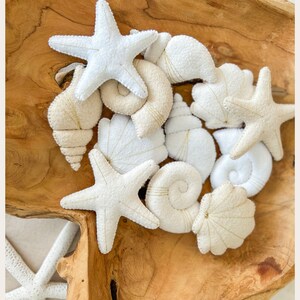 Handmade Beach Decor. Felt Seashell Ornaments. Neutral Sea Shore Charms ...