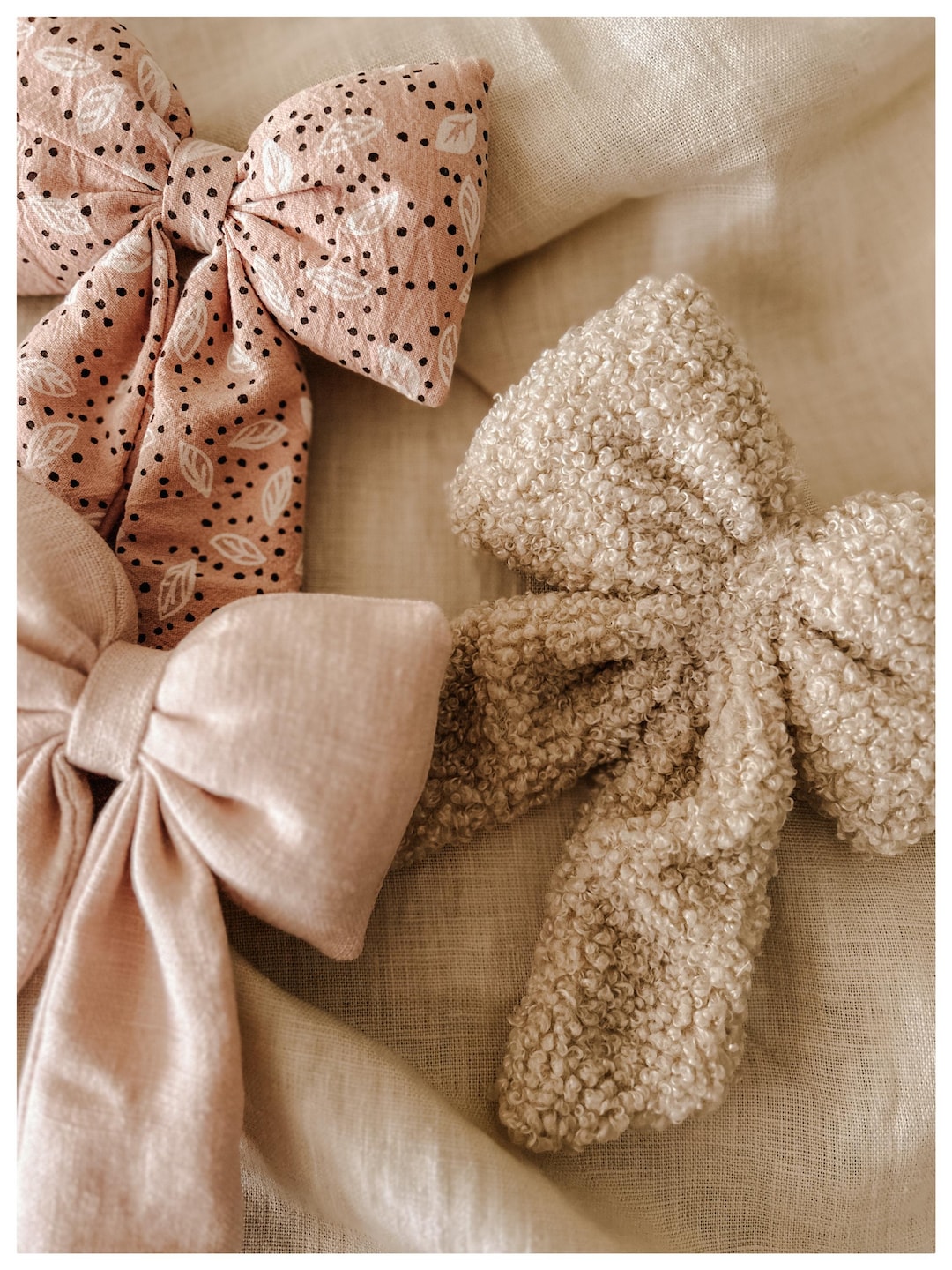 Handmade Fabric Bows Decorations. Neutral, Blush Pink Tones. Girls ...