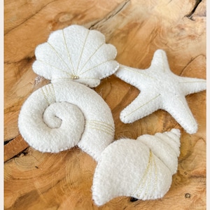 Handmade Beach Decor. Felt Seashell Ornaments. Neutral Sea Shore Charms ...