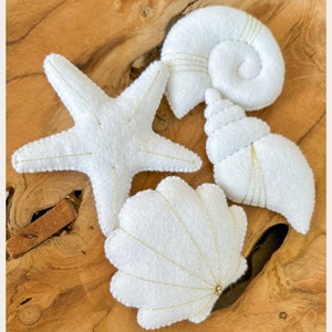 Handmade Beach Decor. Felt Seashell Ornaments. Neutral Sea Shore Charms ...