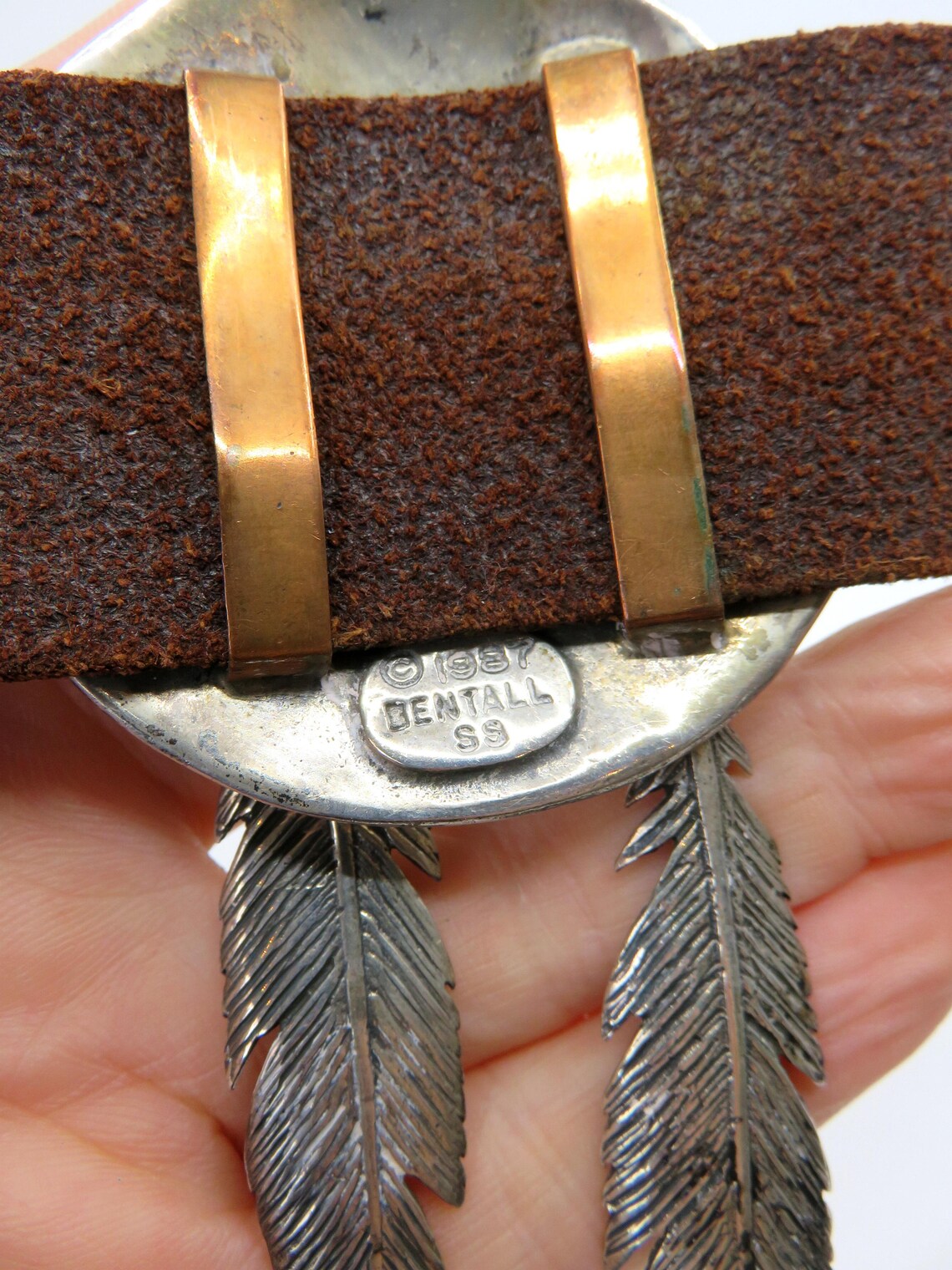 Vintage Navajo Sterling Silver Feather Concho Belt Buckle by Stan ...