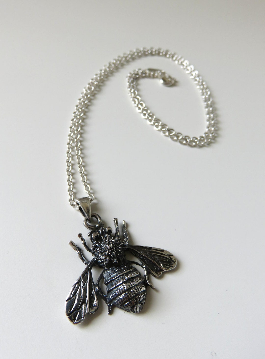 Solid Sterling Silver Bumblebee Pendant Necklace Silver Bee - Etsy