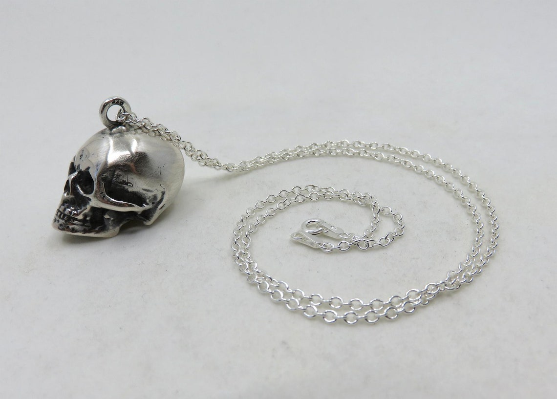 Solid Sterling Silver Skull Pendant Heavy 45 Grams - Etsy UK