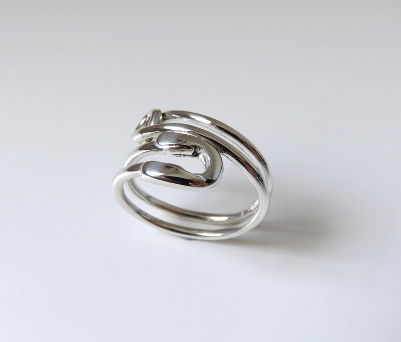 Solid Sterling Silver Safety Pin Ring Solidarity Peace | Etsy