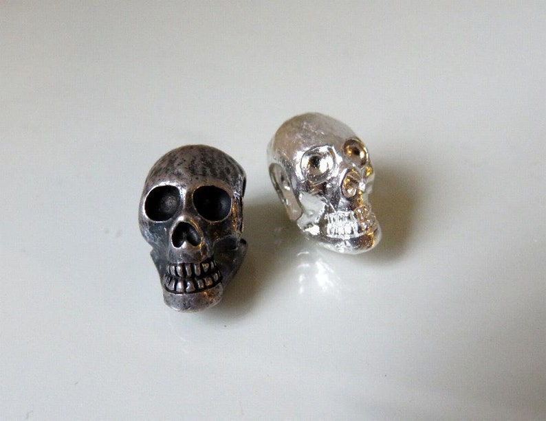 Solid Sterling Silver Skull Pendant Charm Memento Mori Day of the Dead ...