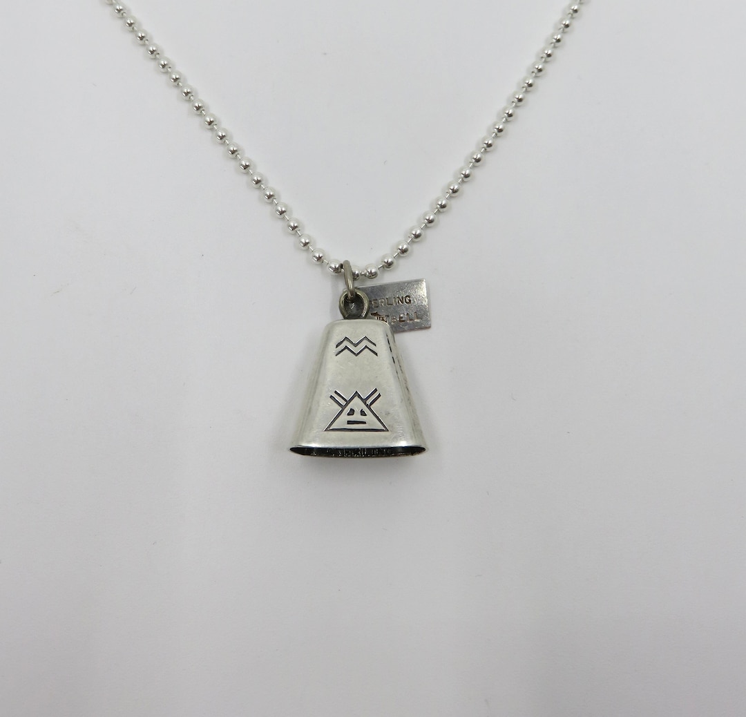 Vintage Solid Sterling Silver Navajo Bell Pendant by Bell Trading Post ...