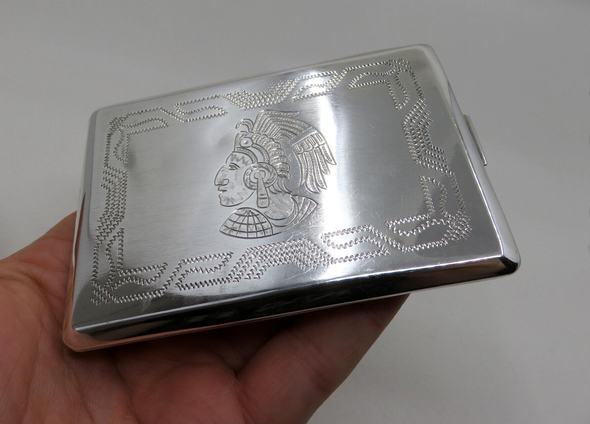 Vintage Mexican Hecho Sterling Silver Cigar Cigarette Case Box signed A ...