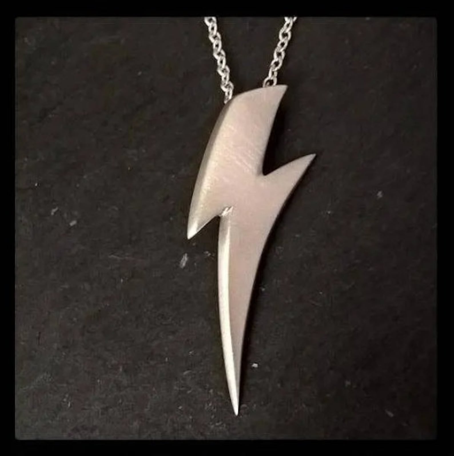 Solid Sterling Silver Large Lightning Bolt Pendant Glam Ziggy - Etsy UK