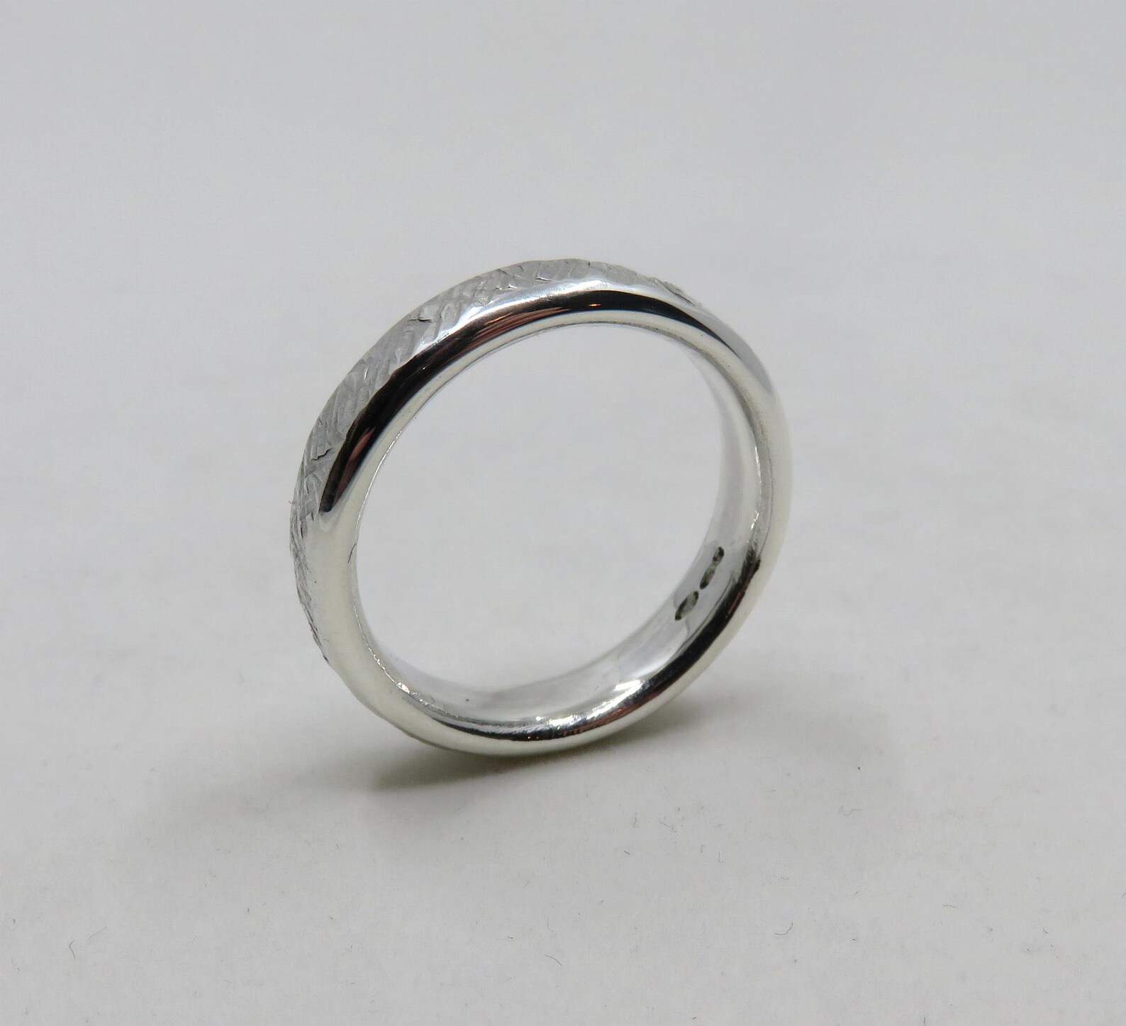 Solid Sterling Silver Textured Heavy 5mm Oval Section Ring | Etsy