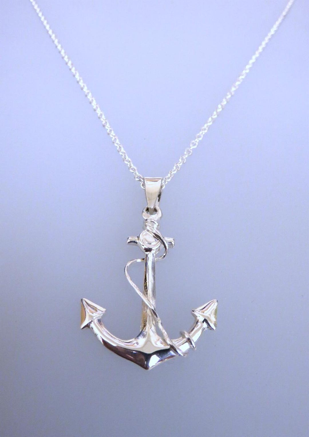 Solid Sterling Silver Victorian Anchor Chain Pendant Necklace - Etsy