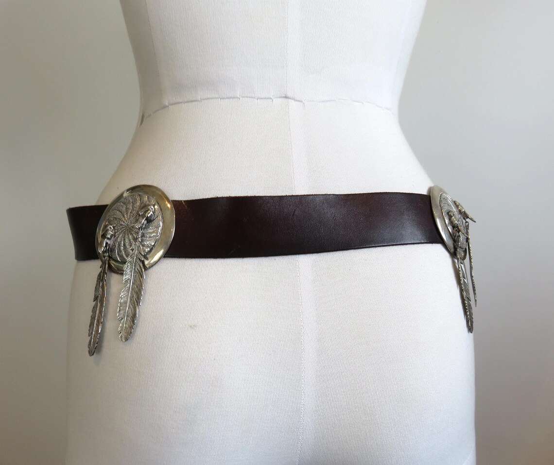 Vintage Navajo Sterling Silver Feather Concho Belt Buckle by Stan ...