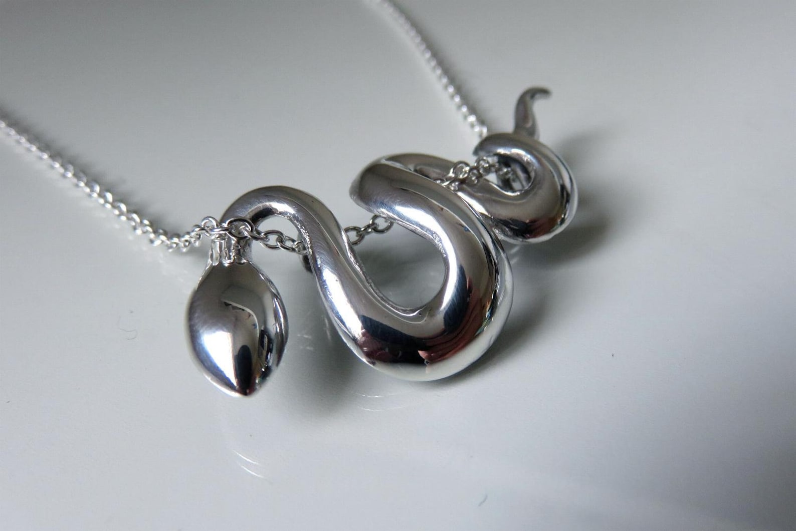 Solid Sterling Silver Snake Pendant | Etsy