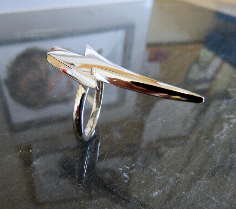 Solid Sterling Silver Large Lightning Bolt Ring Glam Ziggy | Etsy