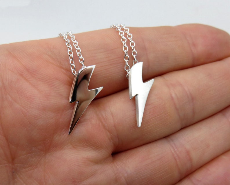 Solid Sterling Silver Lightning Bolt Pendant Glam Ziggy - Etsy UK