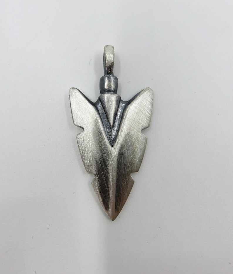 Solid Sterling Silver Arrowhead Navajo Pendant Native American Heavy ...