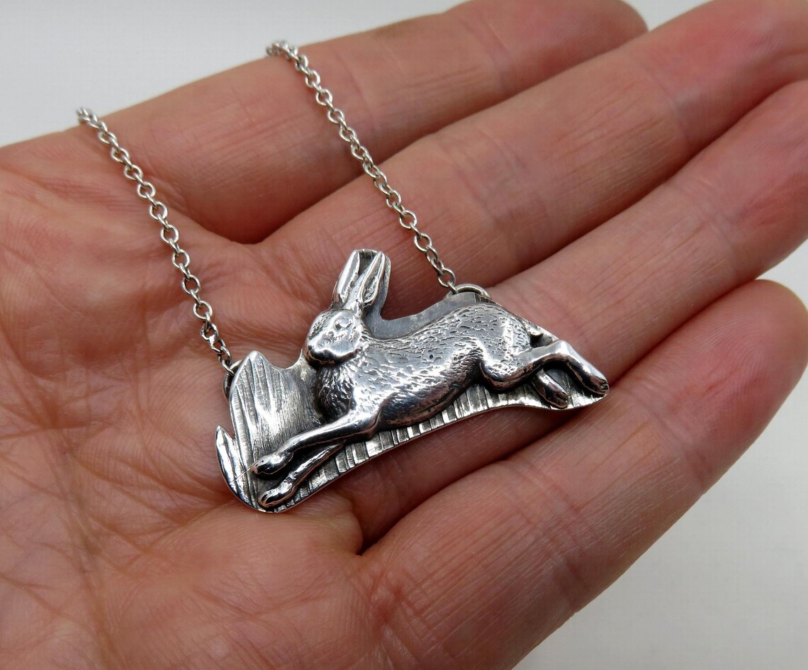 Solid Sterling Silver Hare Pendant Ring the Hill Folklore Nature by You ...