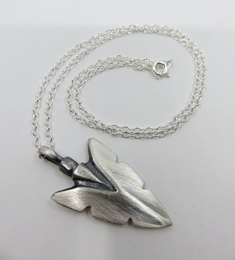 Solid Sterling Silver Arrowhead Navajo Pendant Native American Heavy ...