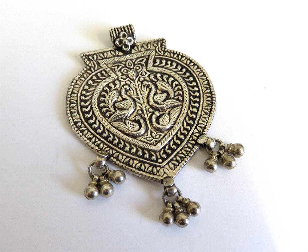 Vintage Indian Silver Amulet Pendant 41.1 grams Rajasthan