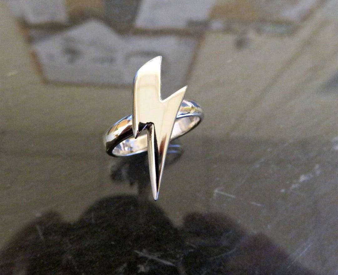 Solid Sterling Silver Lightning Bolt Ring Glam Ziggy by You Got the ...