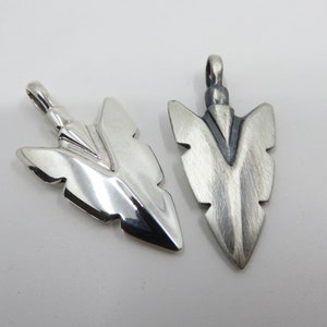 Solid Sterling Silver Arrowhead Navajo Pendant Native American Heavy ...