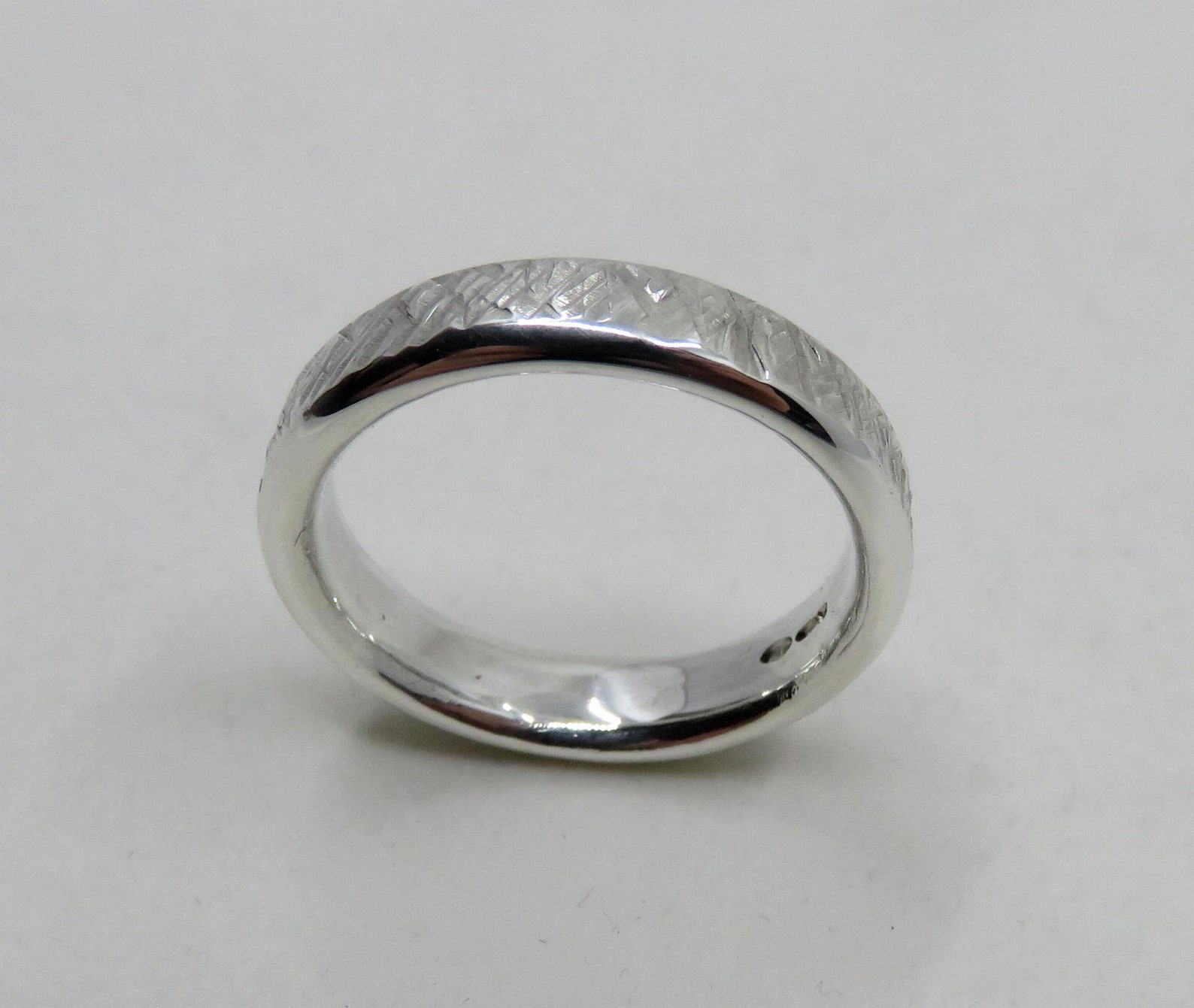 Solid Sterling Silver Textured Heavy 5mm Oval Section Ring - Etsy UK