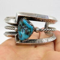 Mens Museum Vintage Native American Navajo Chunbky Turquoise Sterling ...