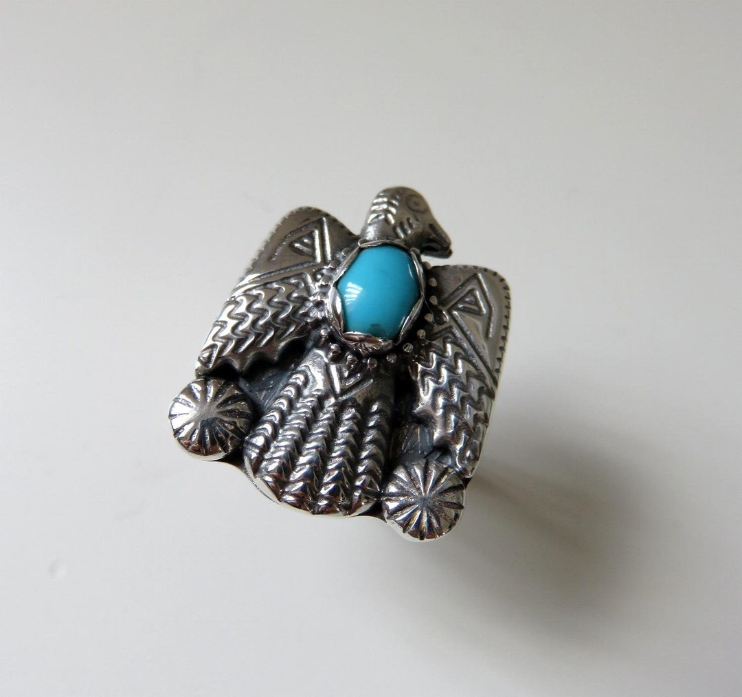 Solid Sterling Silver Navajo Thunderbird Turquoise Ring by You Got the ...