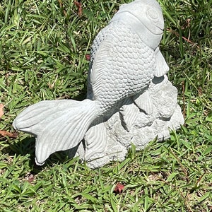 Cement Koi Fish Statue: Pond Spitter Fountain Topper (8x10") - Etsy