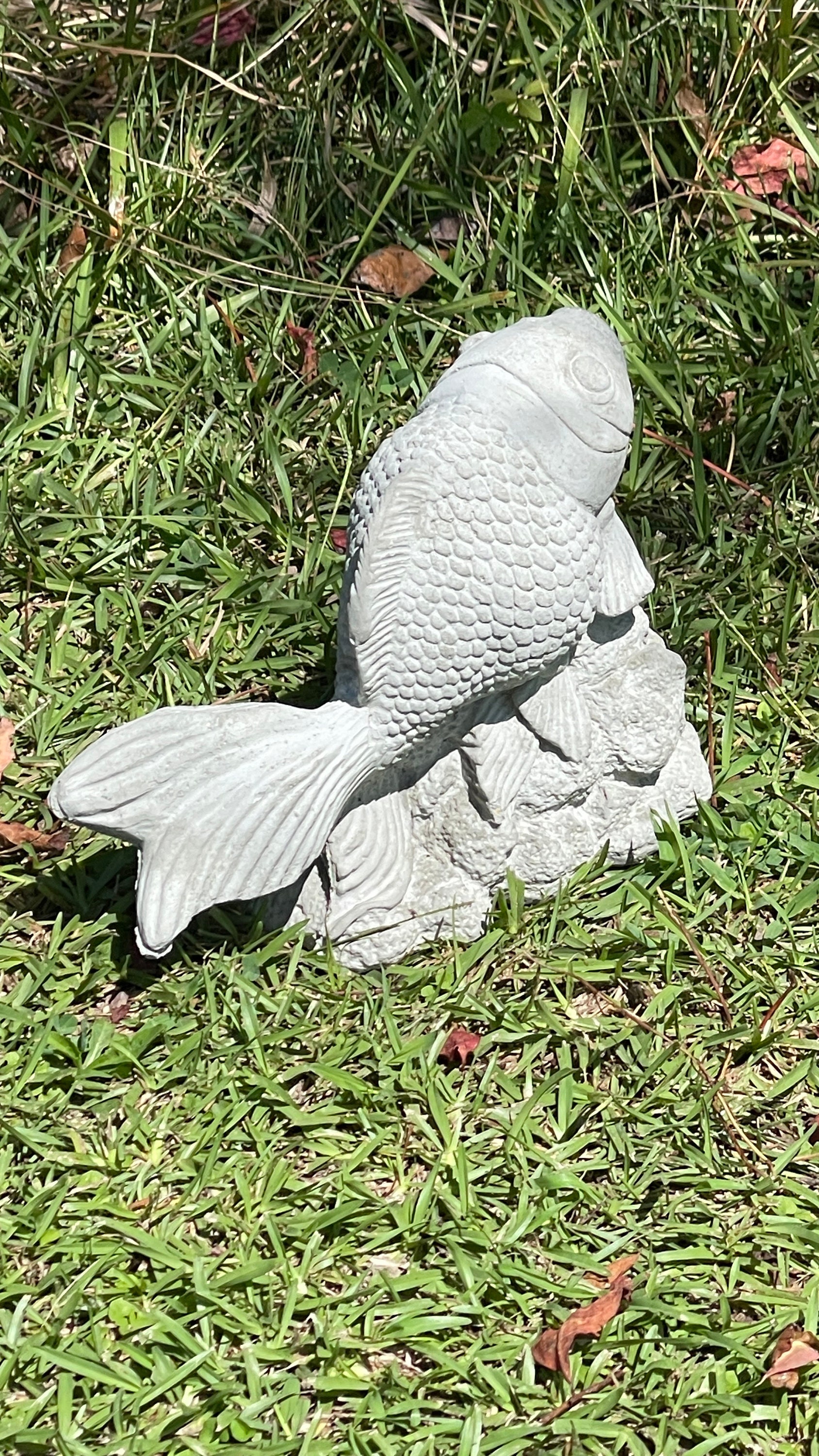 Cement Koi Fish Statue: Pond Spitter Fountain Topper (8x10") - Etsy