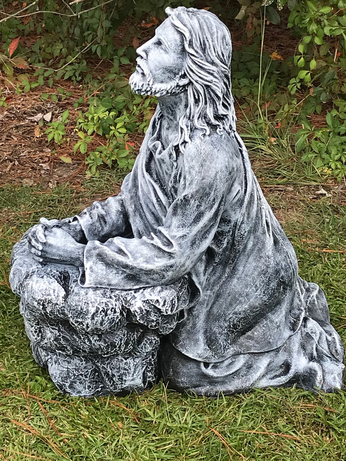 Large Praying Jesus Statue: Cement Religious Garden Decor - Etsy