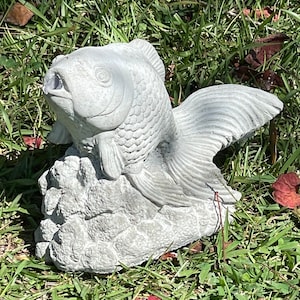 Cement Koi Fish Statue: Pond Spitter Fountain Topper (8x10") - Etsy