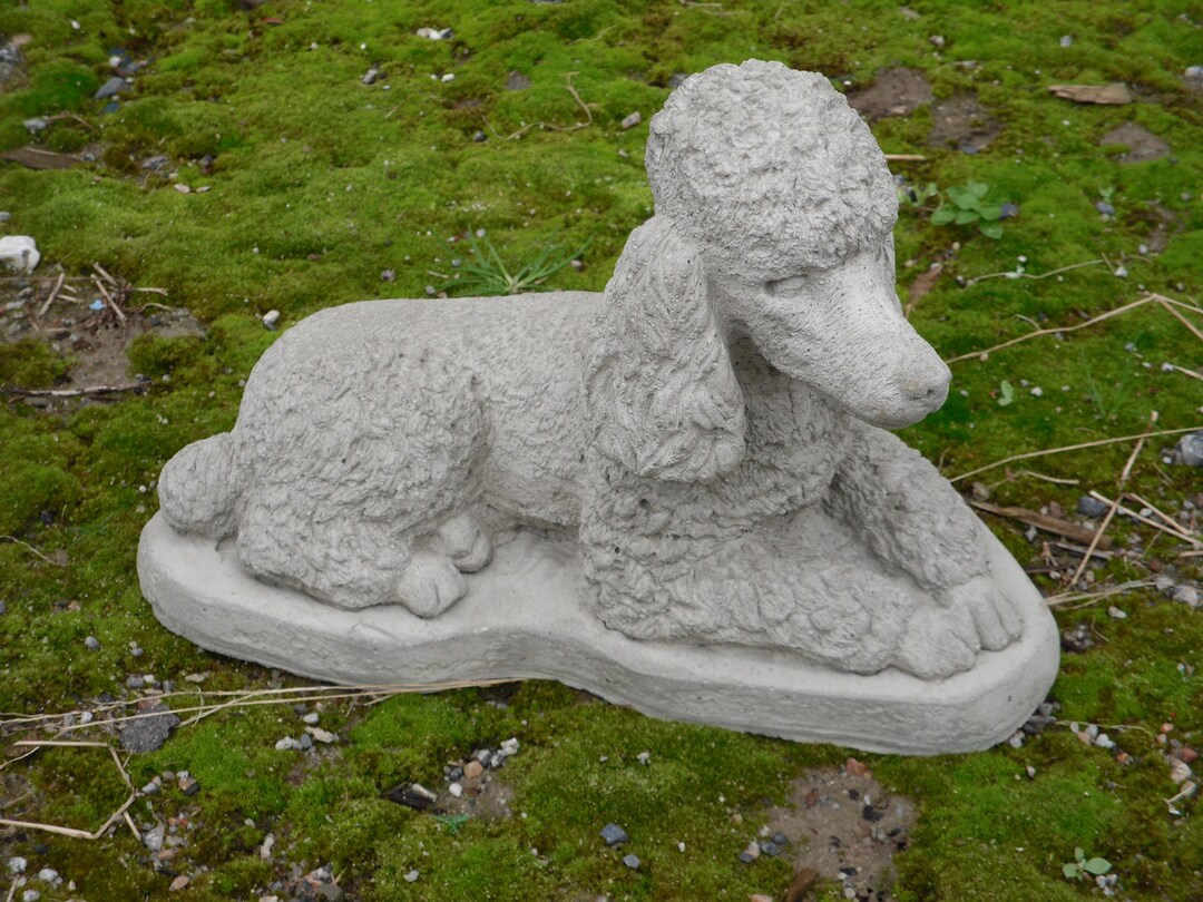 Poodle Pet Stone, Memorial Pet Stone, Cement Poodle Statue, Concrete ...