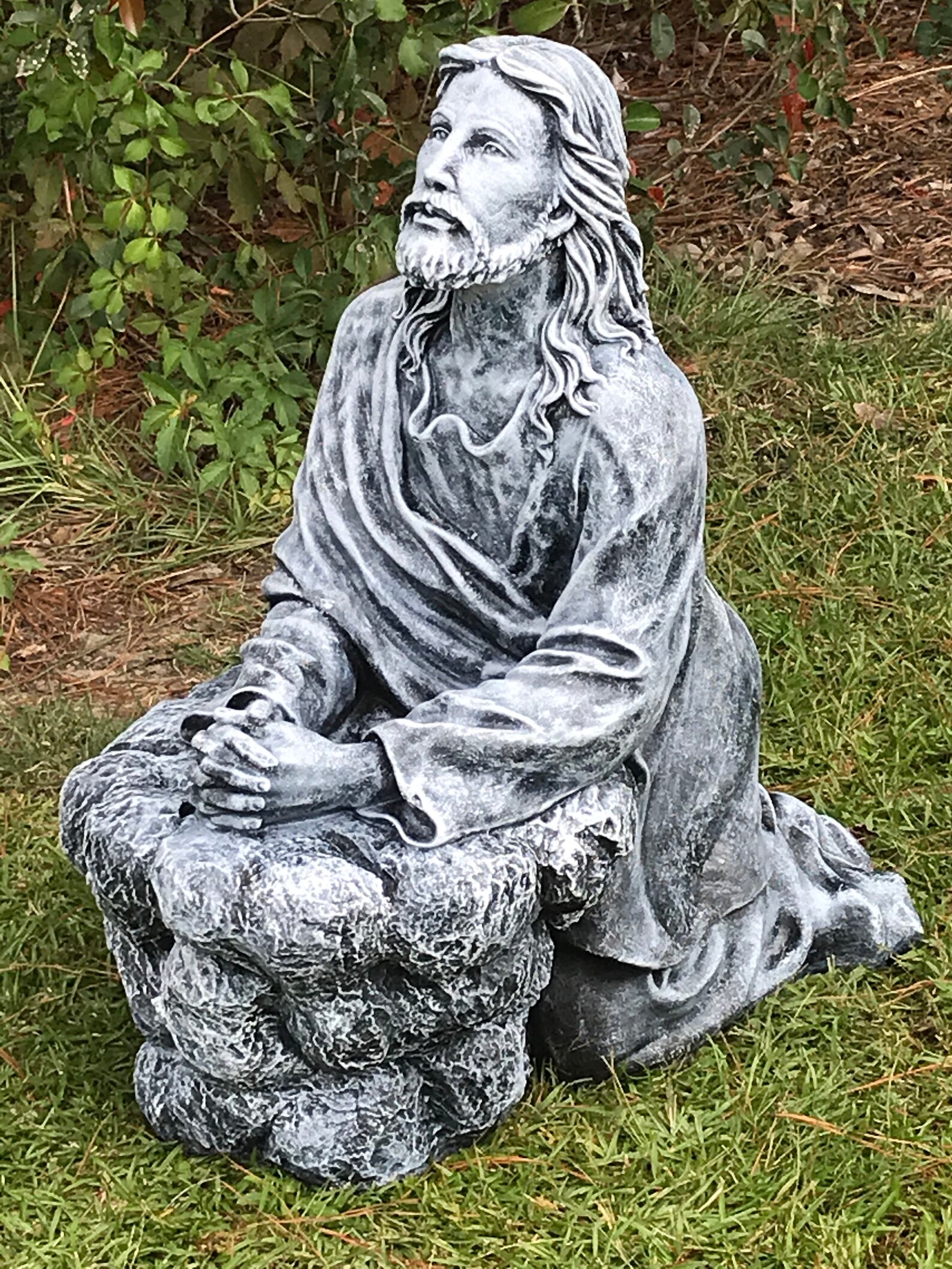 Large Praying Jesus Statue: Cement Religious Garden Decor - Etsy