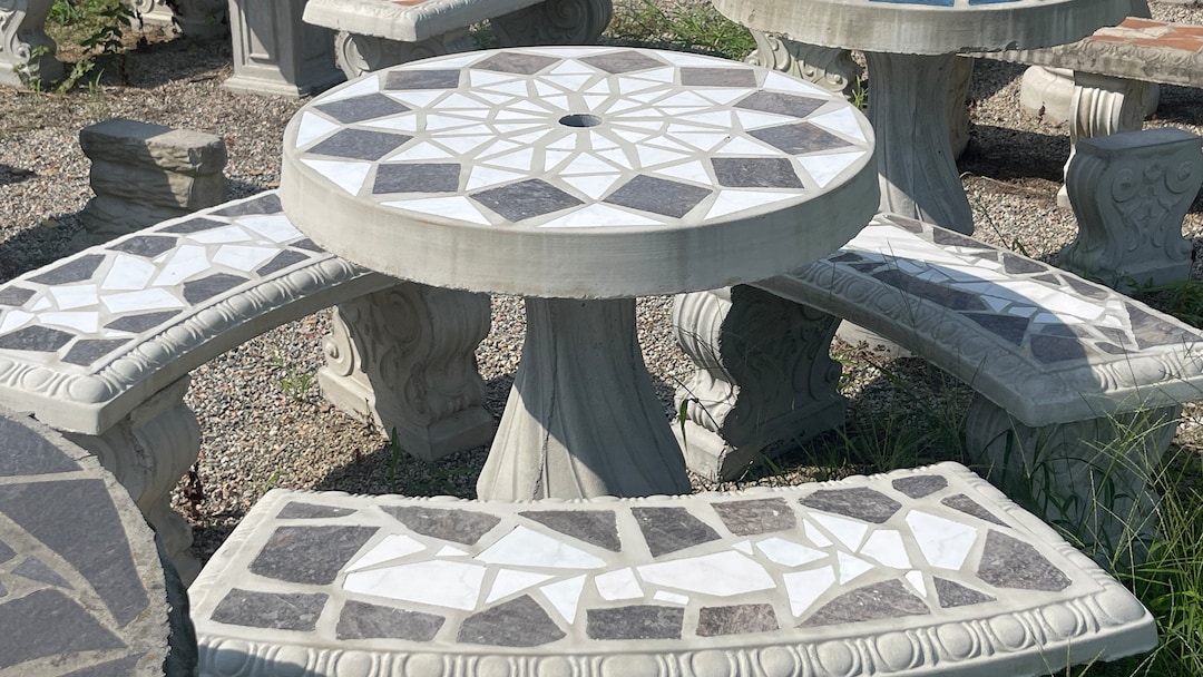 Concrete Patio Table Set, Mosaic Patio Table, Outdoor Tables, Patio Set ...