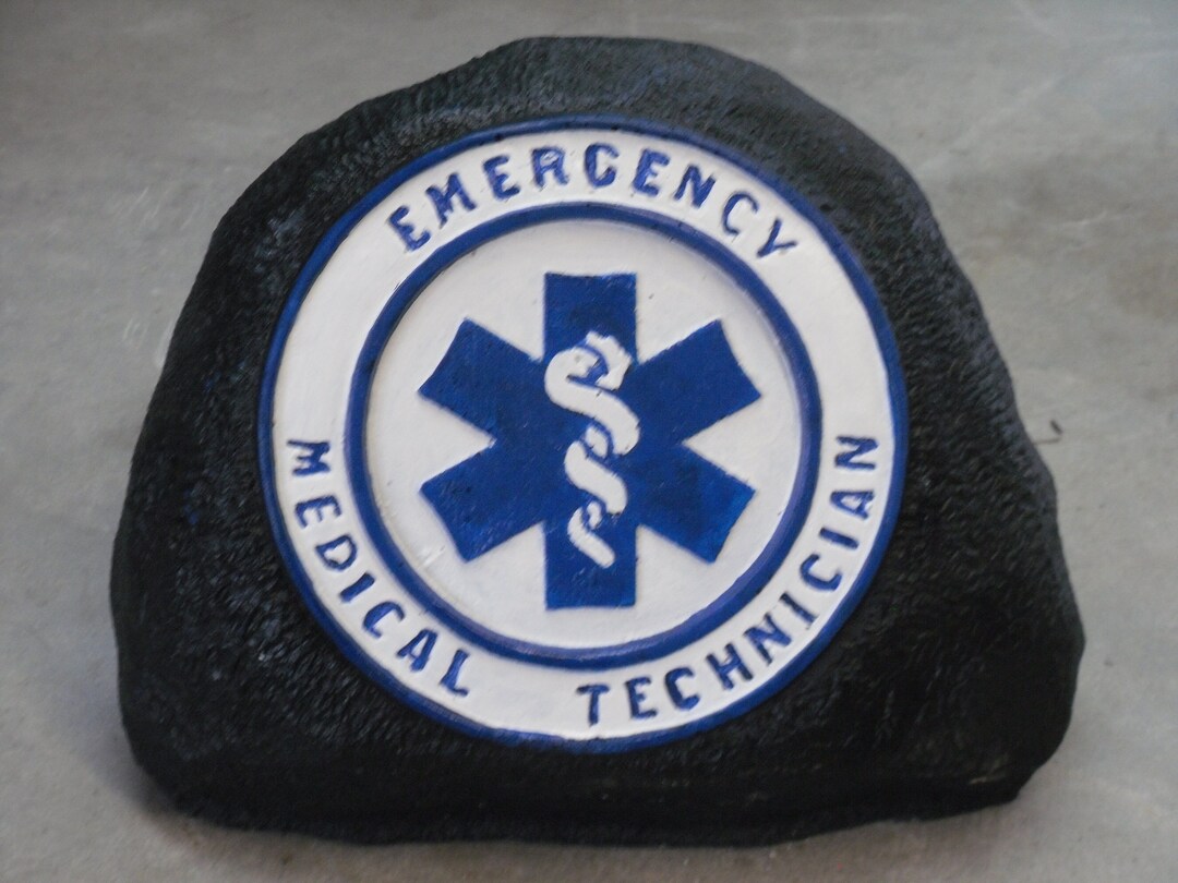 EMT Memorial Garden Rock: Cement First Responder Medic Monument - Etsy