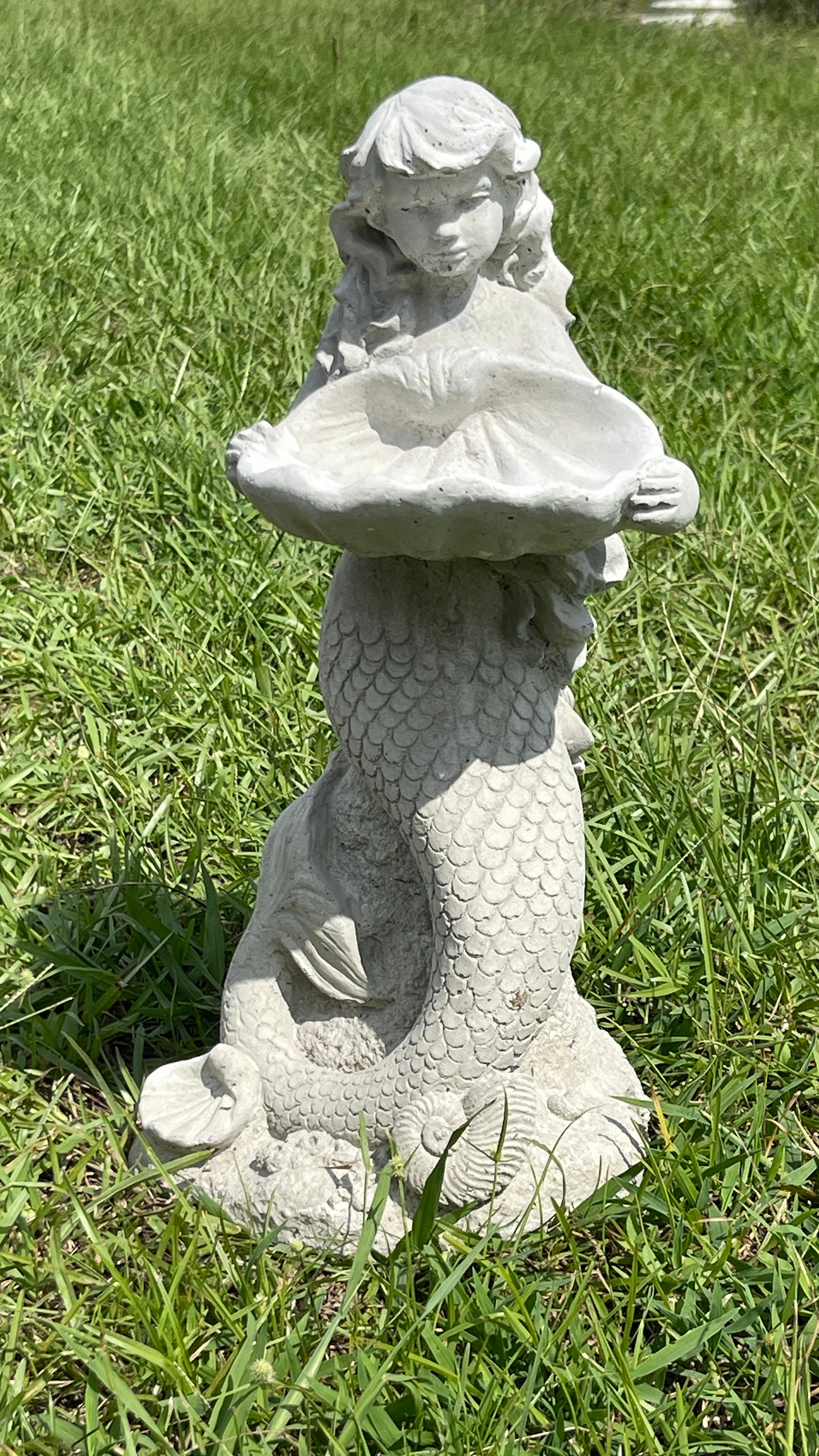 Concrete Mermaid Statue: Outdoor Nautical Decor, Fountain Topper - Etsy