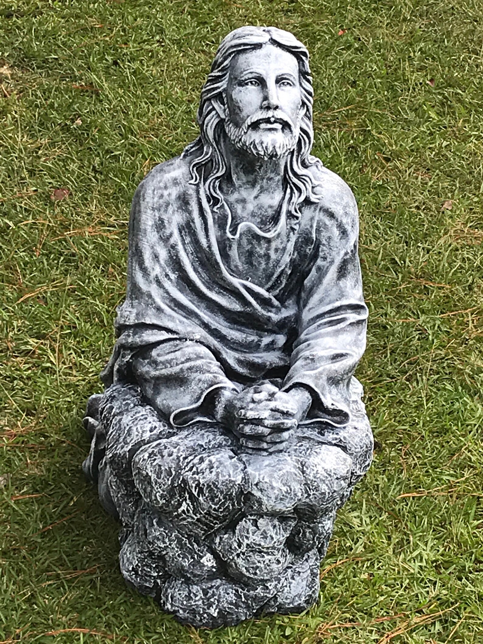 Large Praying Jesus Statue: Cement Religious Garden Decor - Etsy