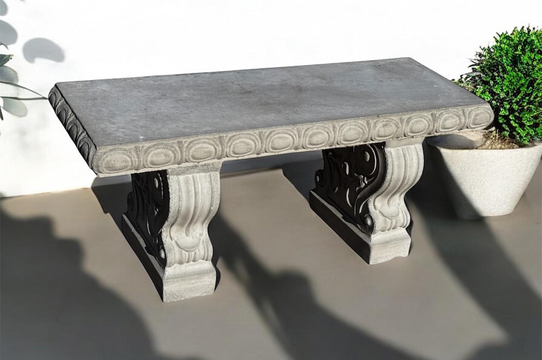 Durable Concrete Garden Bench Set: Modern Outdoor Seating for Patio ...