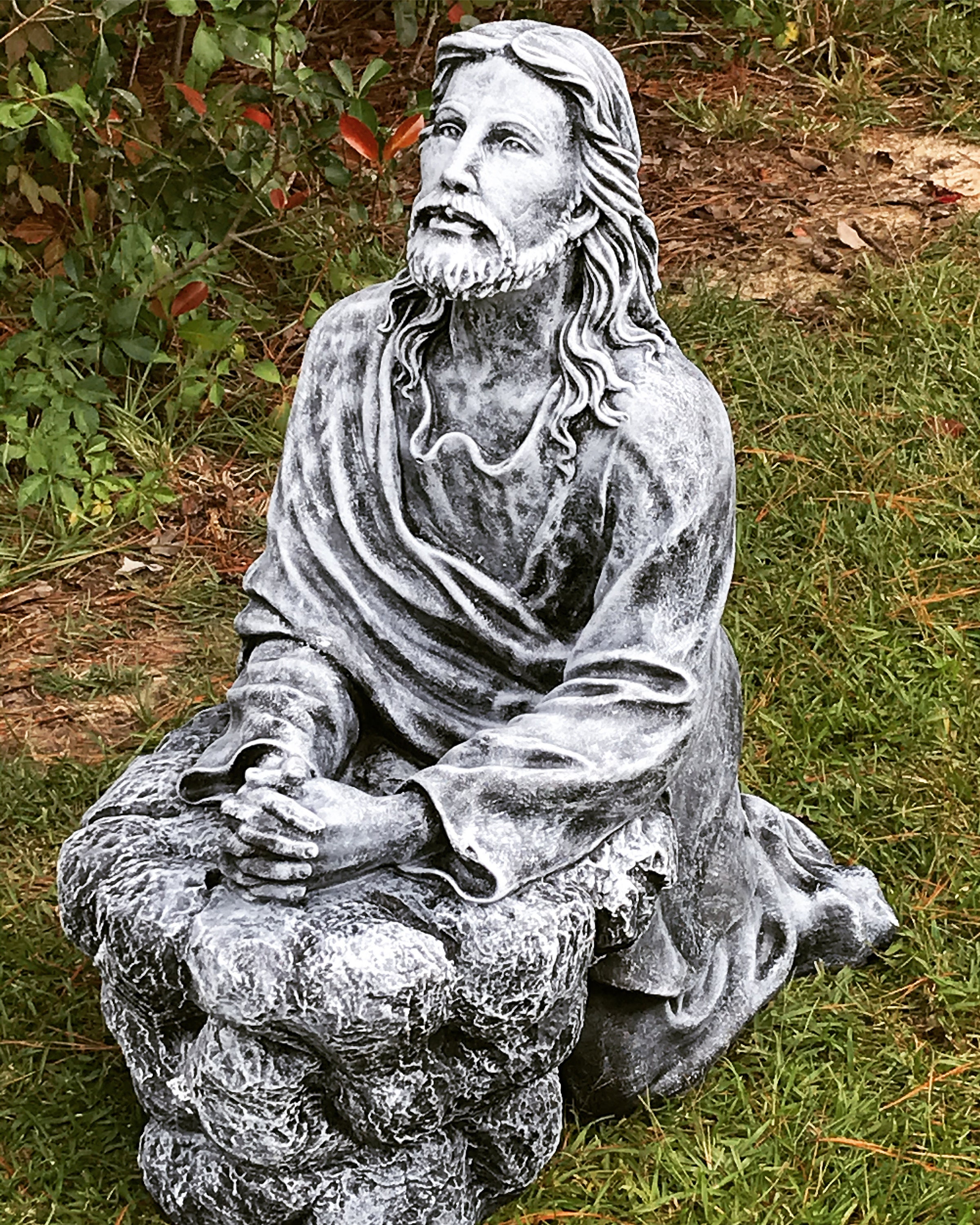 Large Praying Jesus Statue: Cement Religious Garden Decor - Etsy