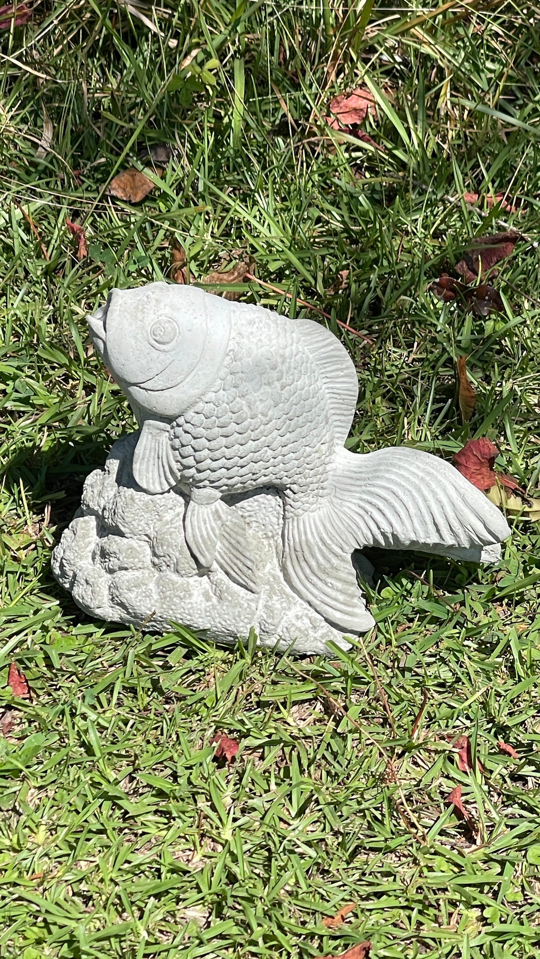 Cement Koi Fish Statue: Pond Spitter Fountain Topper (8x10") - Etsy