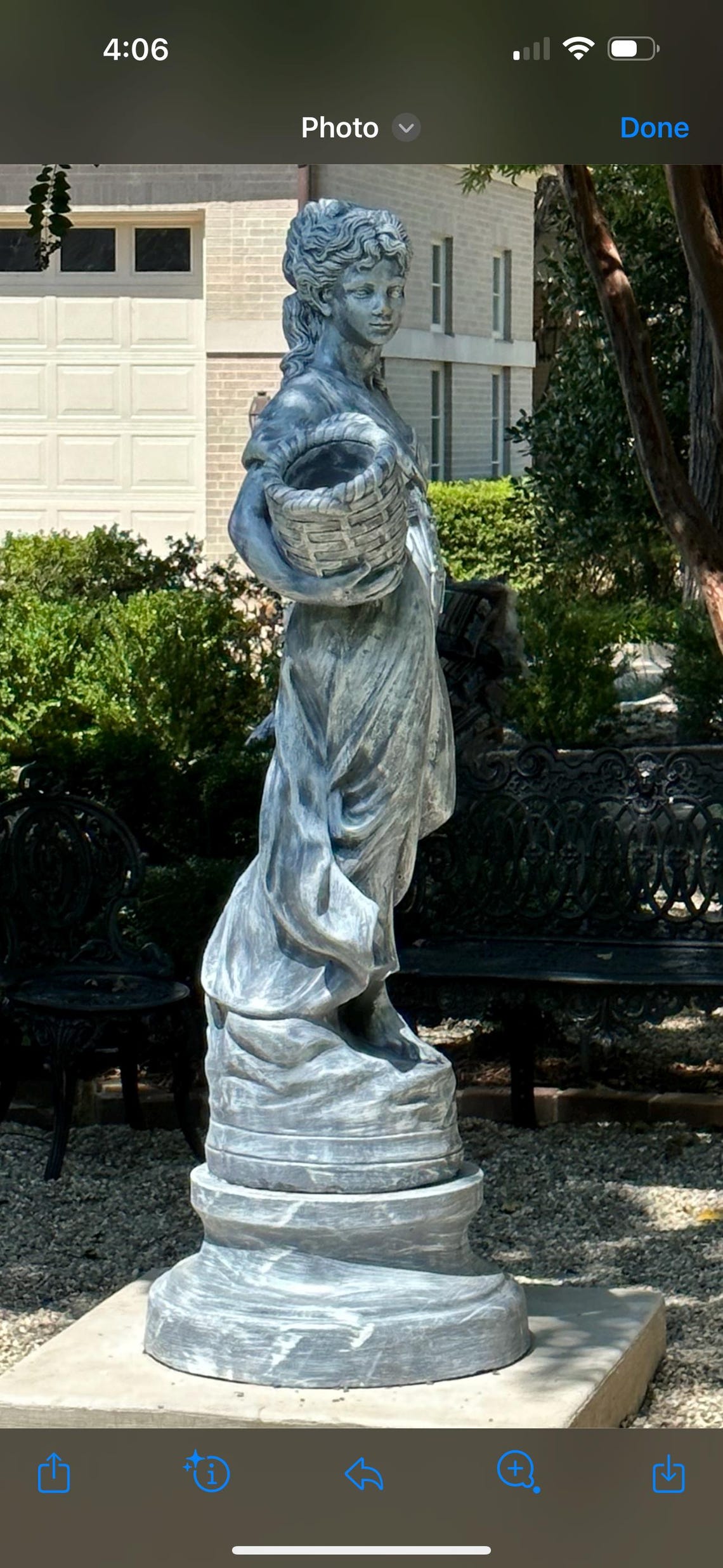 Granite White Cement Lady Statue With Baskets - 66" Garden Statuary - Etsy