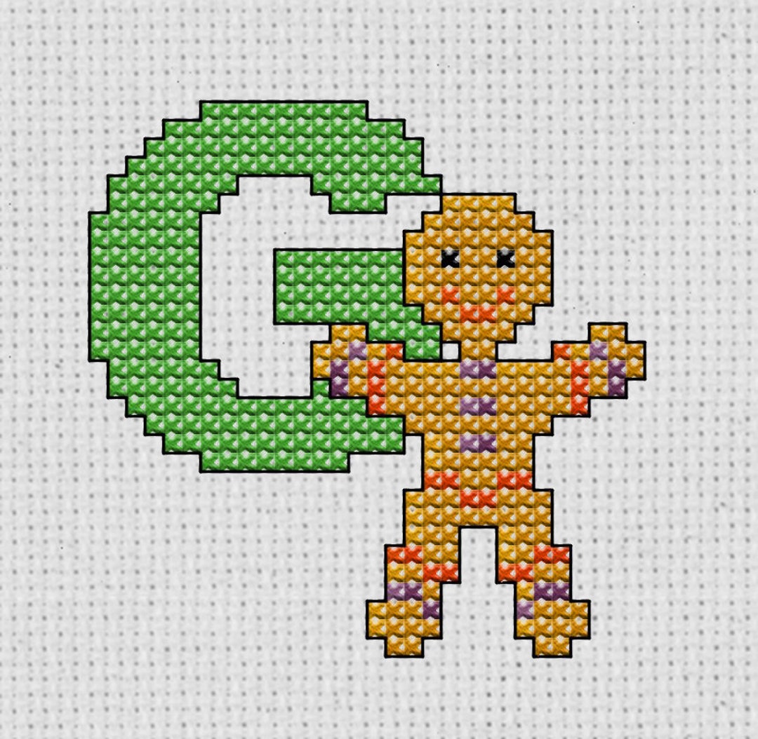 G is For... Gingerbread Man Mini Alphabet Cross Stitch Kit With DMC ...