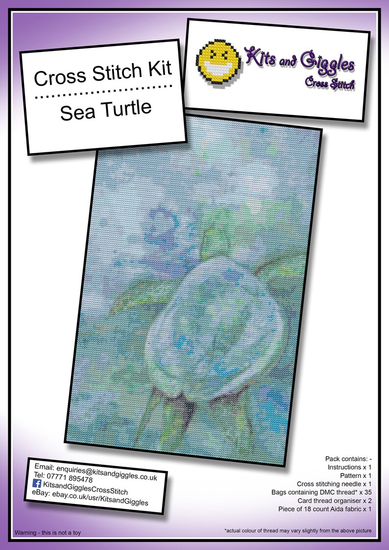Sea Turtle Cross Stitch Kit 19.5x30.5cm With DMC Threads - Etsy