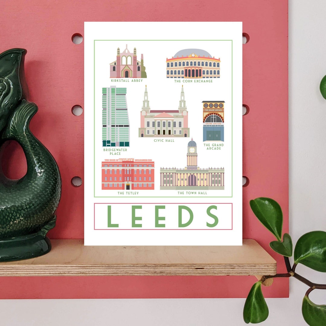 Leeds Landmarks Travel Poster - Etsy
