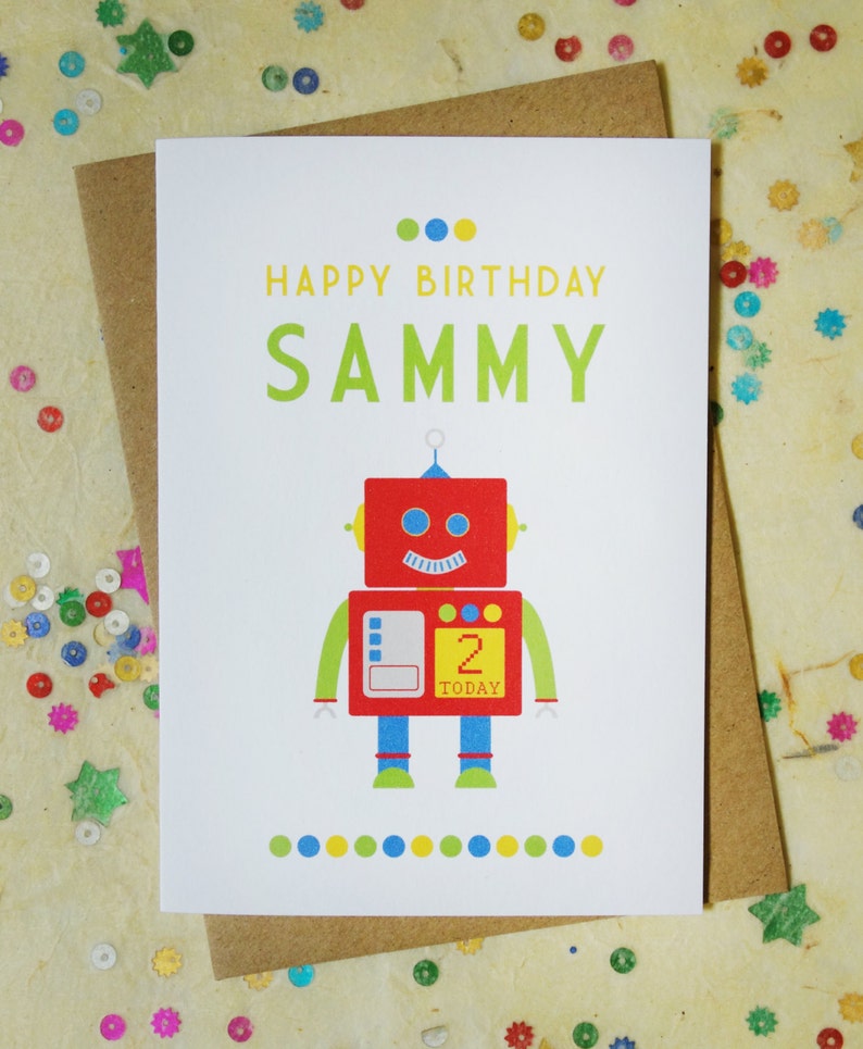 Personalised Robot Birthday Card - Etsy