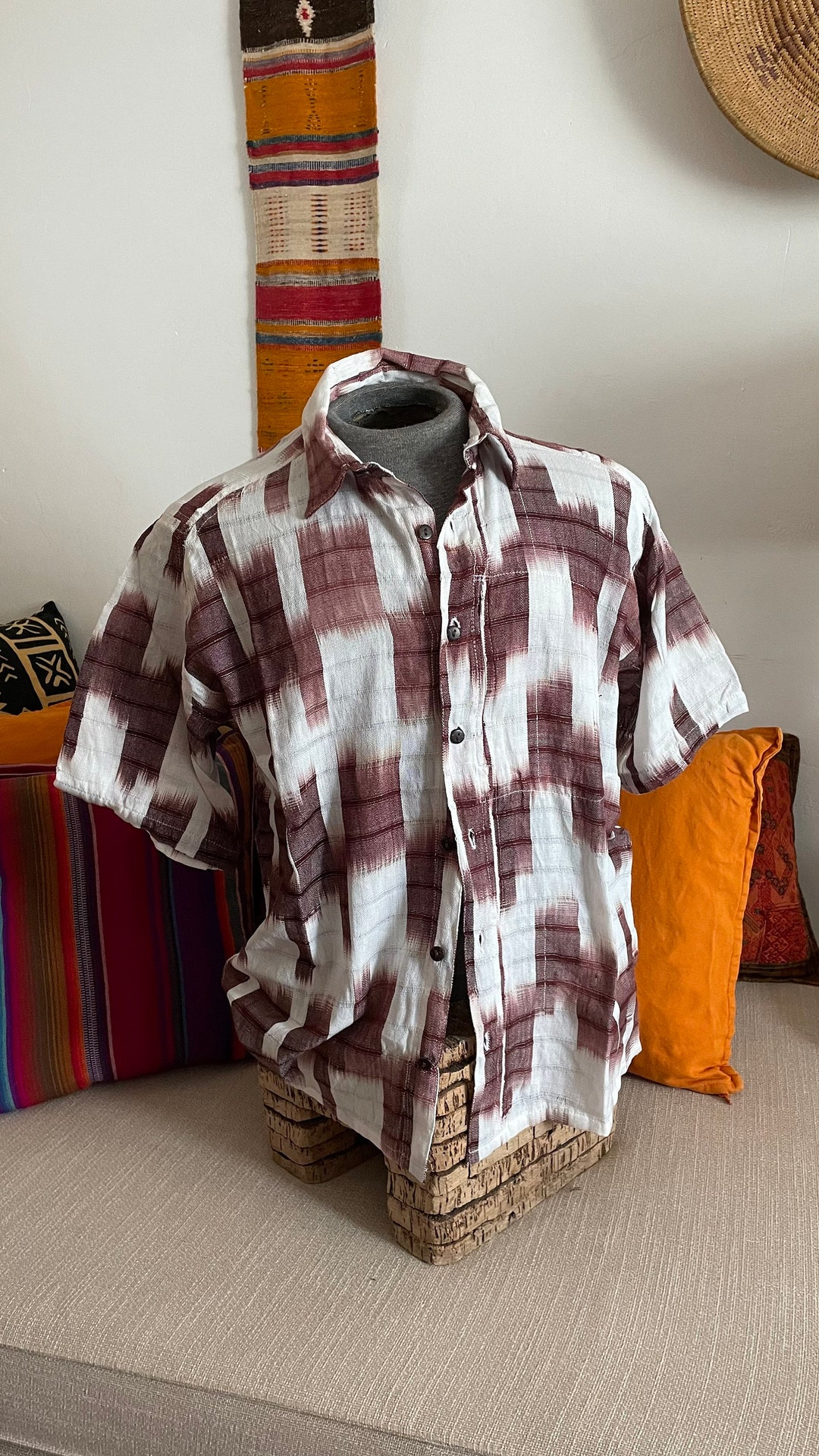 Boho Guatemalan Woven Cotton Button Down Shirt XXL - Etsy