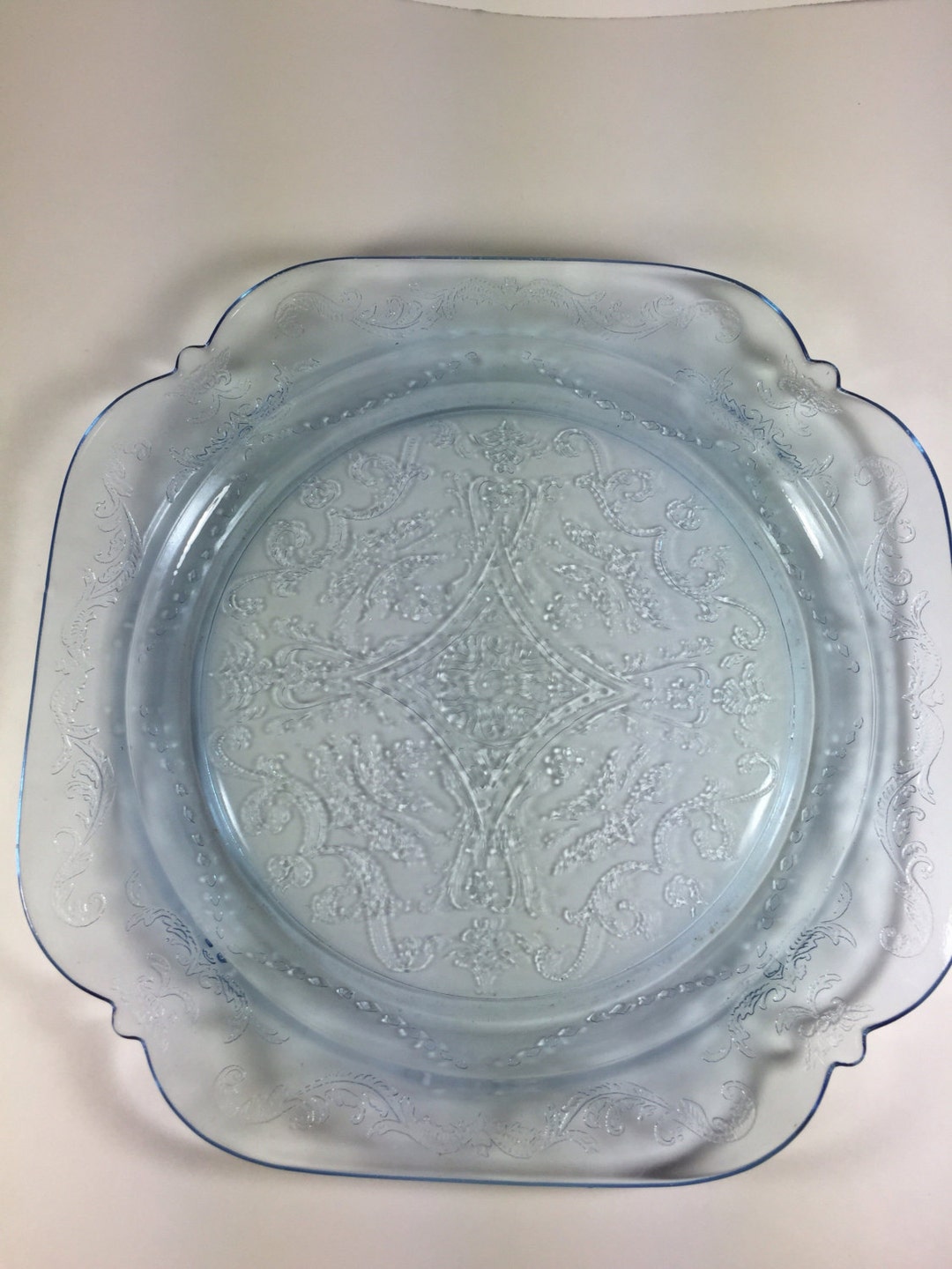 Depression Glass Blue Plate - Etsy