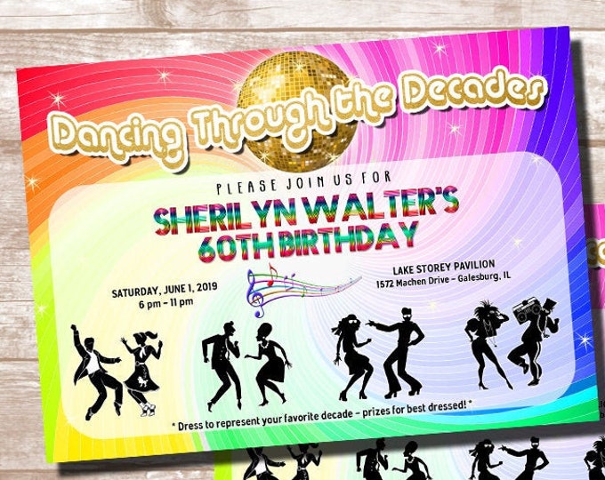 Decades Invitations, Through the Decades Invitations, Dancing Through ...