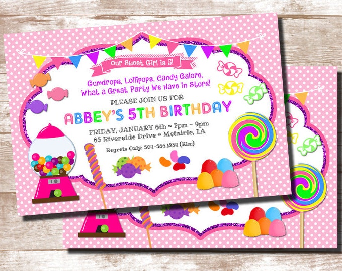 Candy Theme Invitation, Candyland Invitation, Candy Party Invitation ...